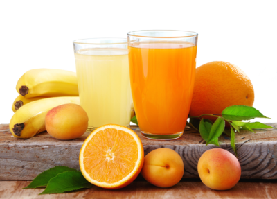 Jus de fruits, jus d'orange, jus de pomme, carotte, citron